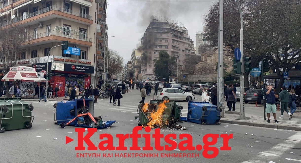 Θεσσαλονίκη: Φωτιές σε κάδους και οδοφράγματα στην Εγνατία (ΦΩΤΟ+Video ...